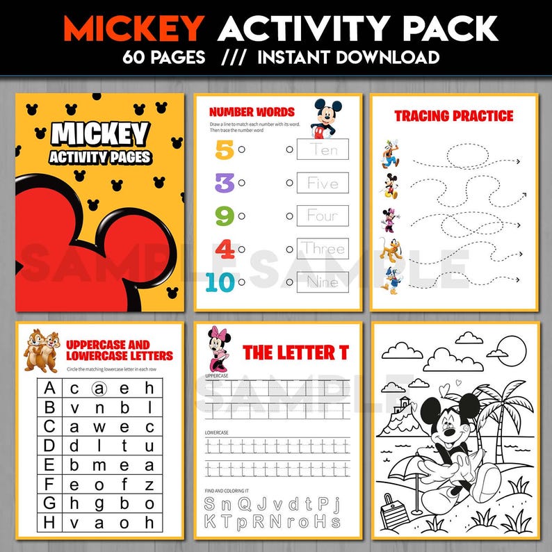 Mickey Mouse Activity Pages | Minnie Clubhouse Birthday Preschool ...