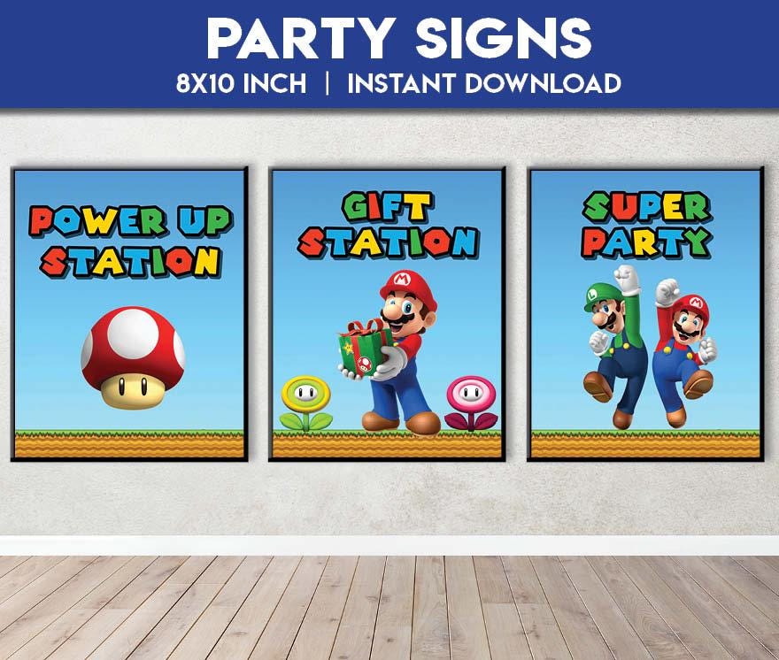 Super Plumber Brothers Party Signs | Mario Birthday Printable Party ...