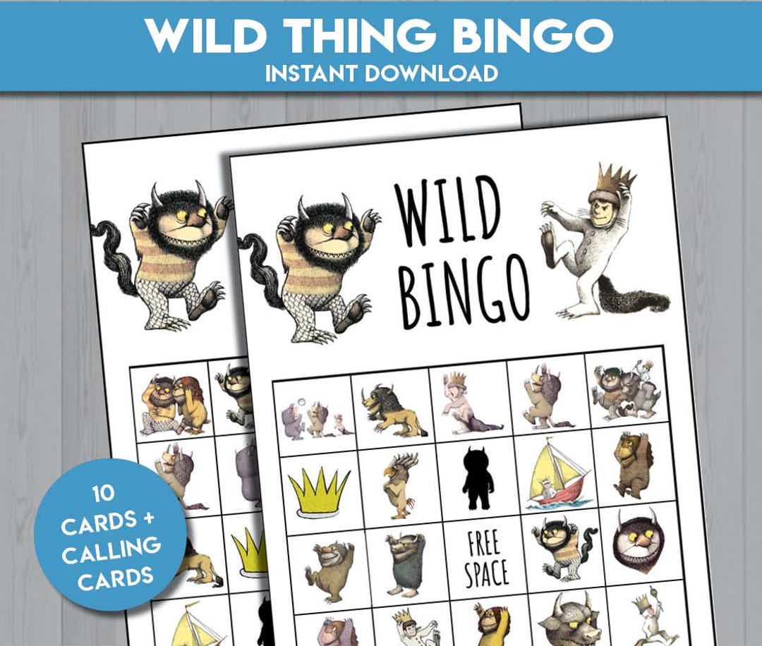 Where the Wild Things Are Theme Bingo | Wild One Baby Shower BINGO Game ...