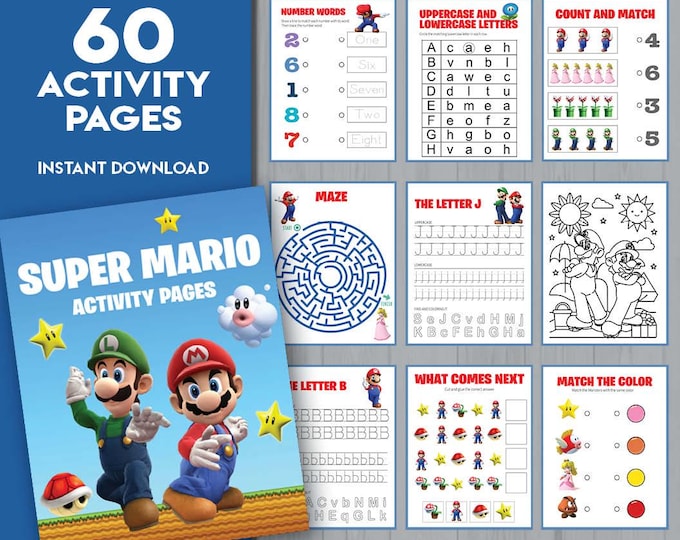 Mario Activity Pages | Preschool Workbook Set Bundle | Mario Printable ...