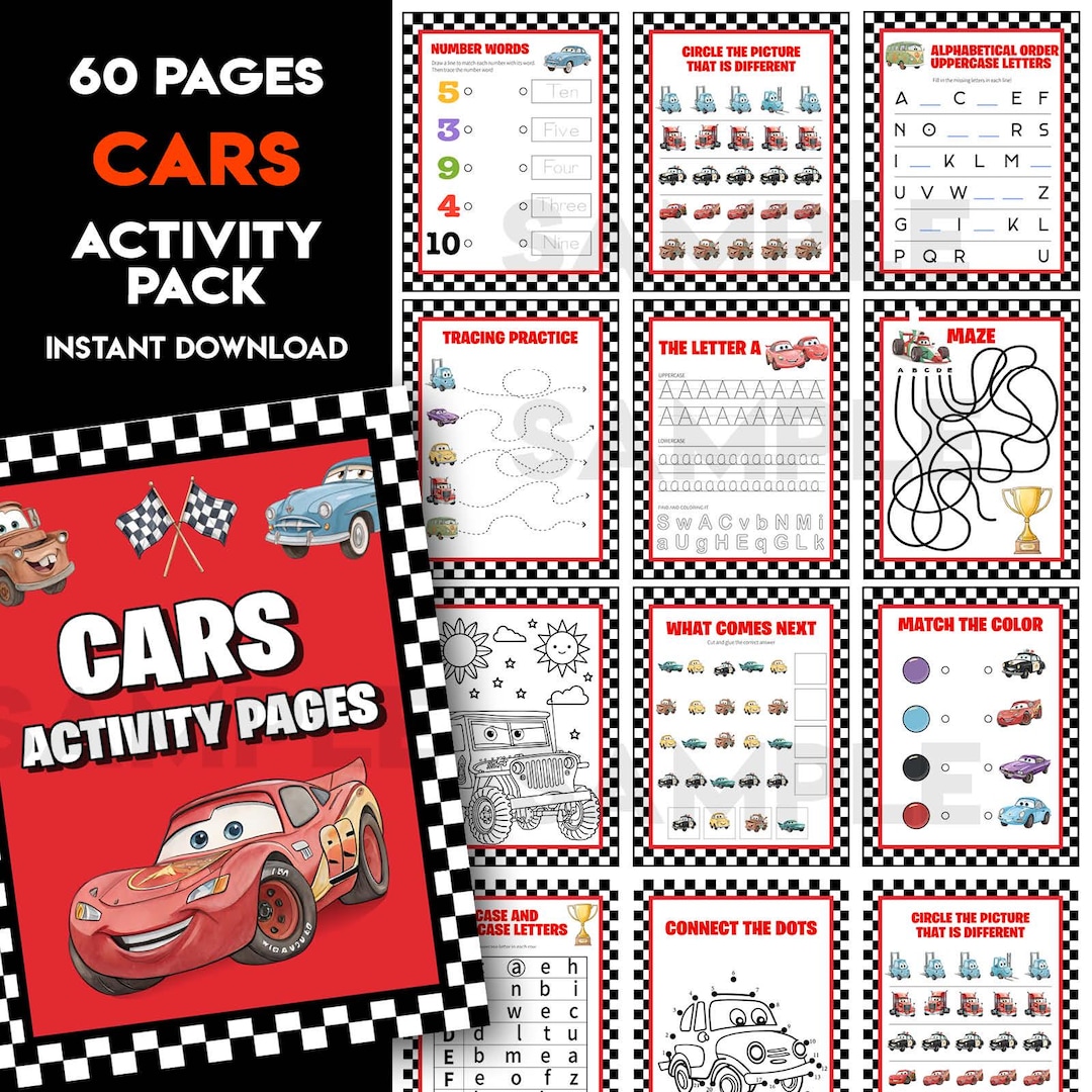 Cars Activity Pages | Preschool Activity | Lightning Mcqueen Printable ...