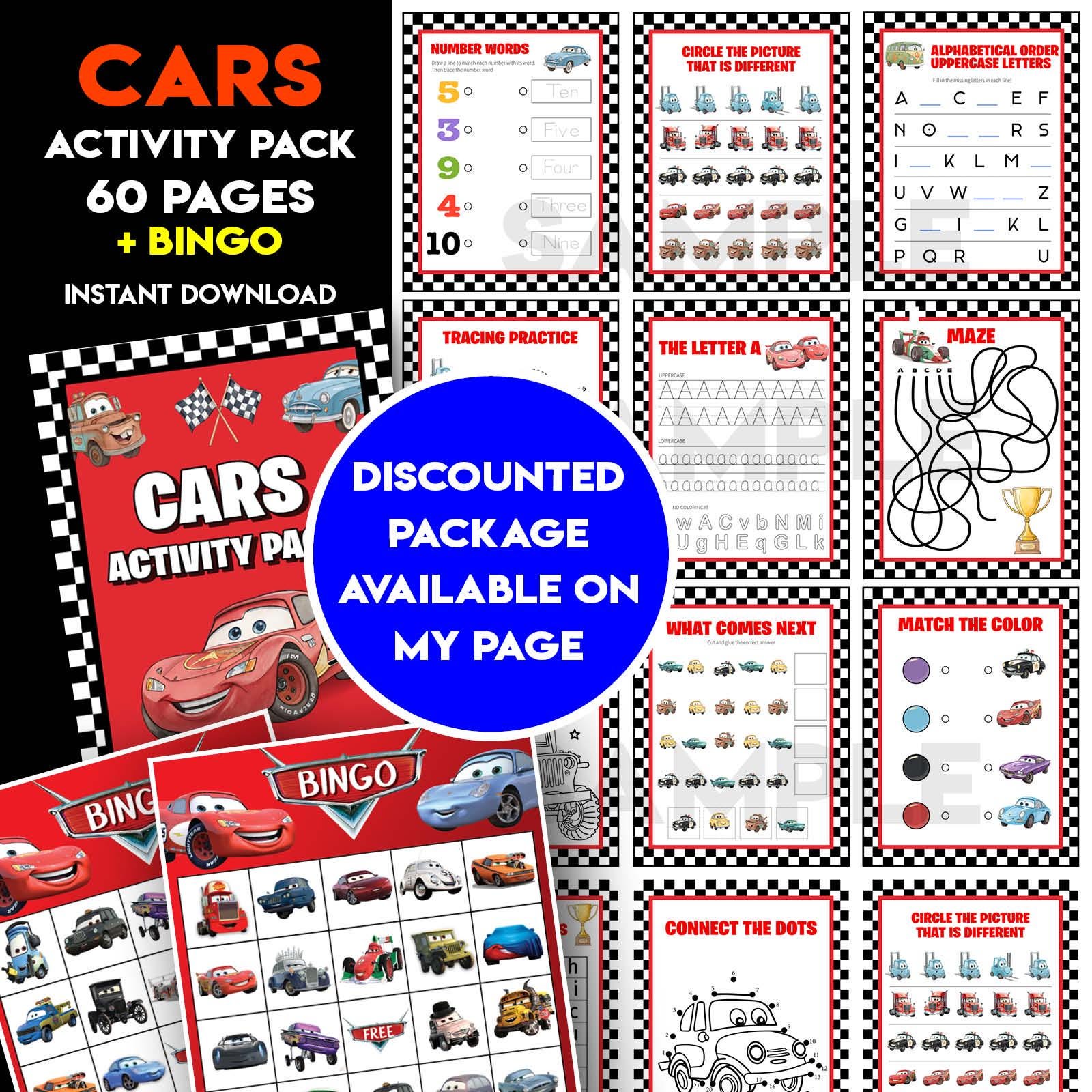 Cars Activity Pages | Preschool Activity | Lightning Mcqueen Printable ...