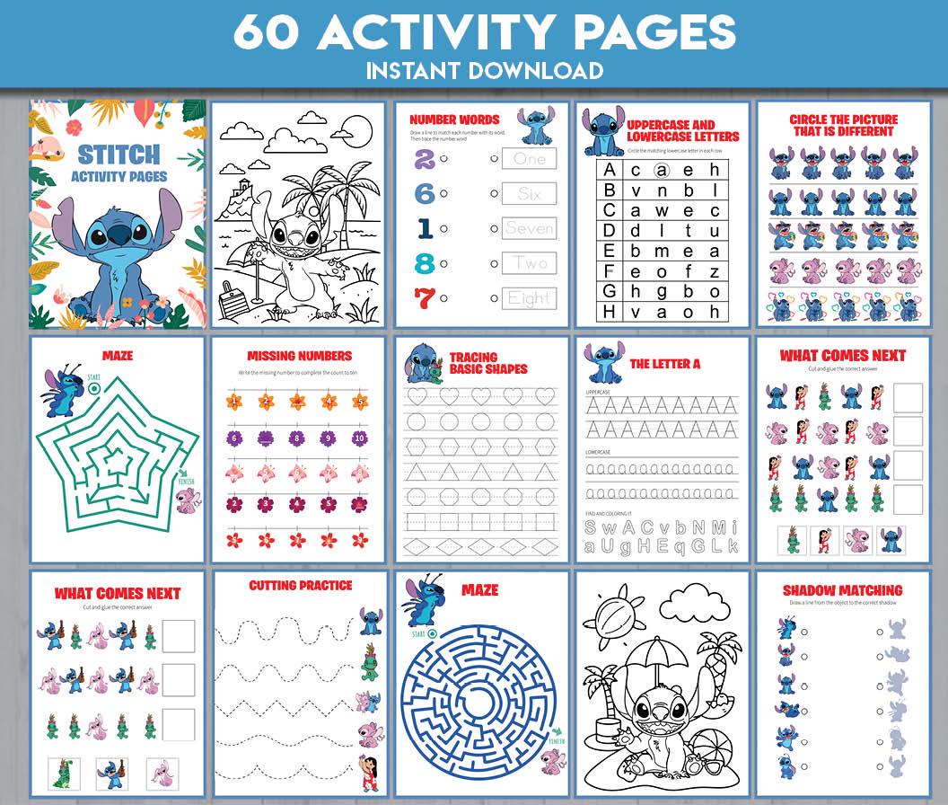 Stitch Activity Pages | Preschool Activity Set Bundle | Lilo Printable ...