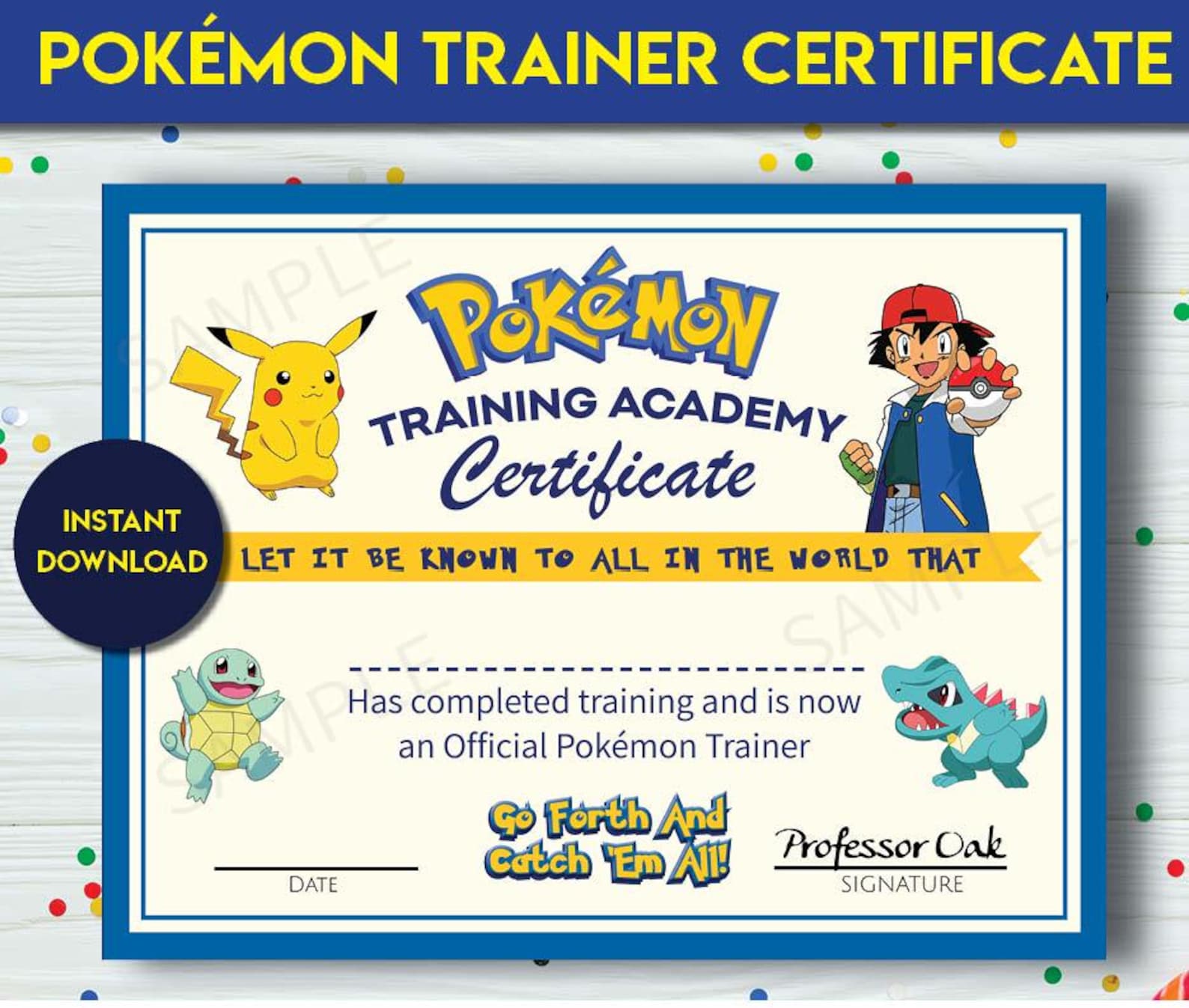 Pokemon Certificate | Trainer Printable Birthday Party Activities ...