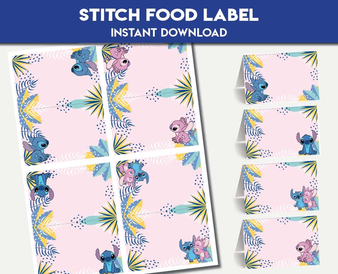 Food Label Tent Stitch | Party Decor Birthday Party Favors Lilo ...