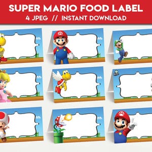 Mario Food Label Tent Cards - Etsy