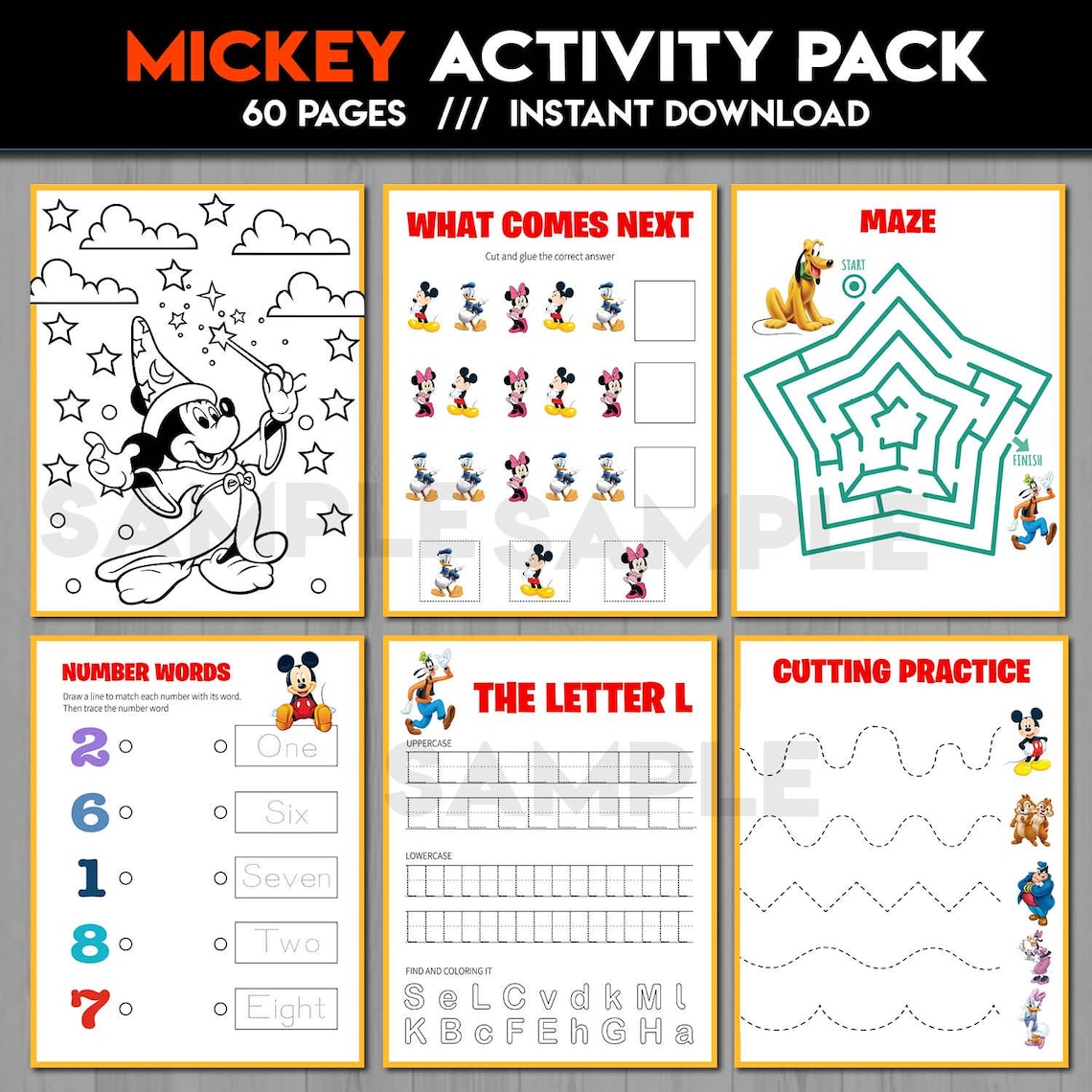 Mickey Mouse Activity Pages | Minnie Clubhouse Birthday Preschool ...