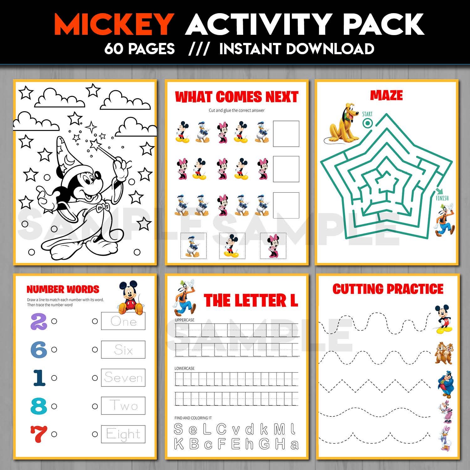 Mickey Mouse Activity Pages | Minnie Clubhouse Birthday Preschool ...