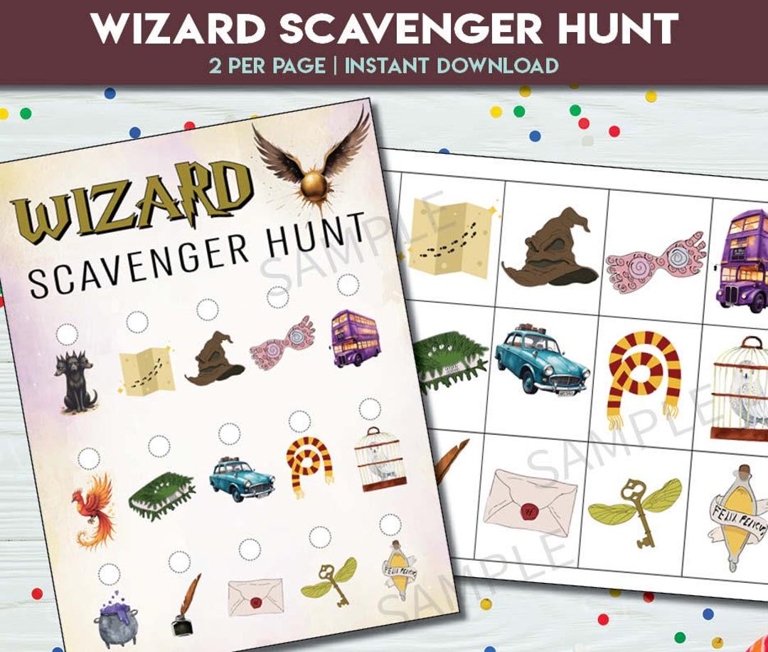 Wizard Scavenger Hunt Checklist Game | Magic School Party Game Tricky ...