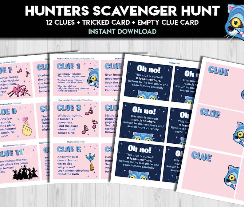 Anime Hunters Tricky Scavenger Hunt Clues Riddles Game | Party Pop ...