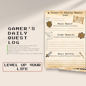 Gamer’s Daily Quest Log – Printable PDF for Productivity - Instant ...