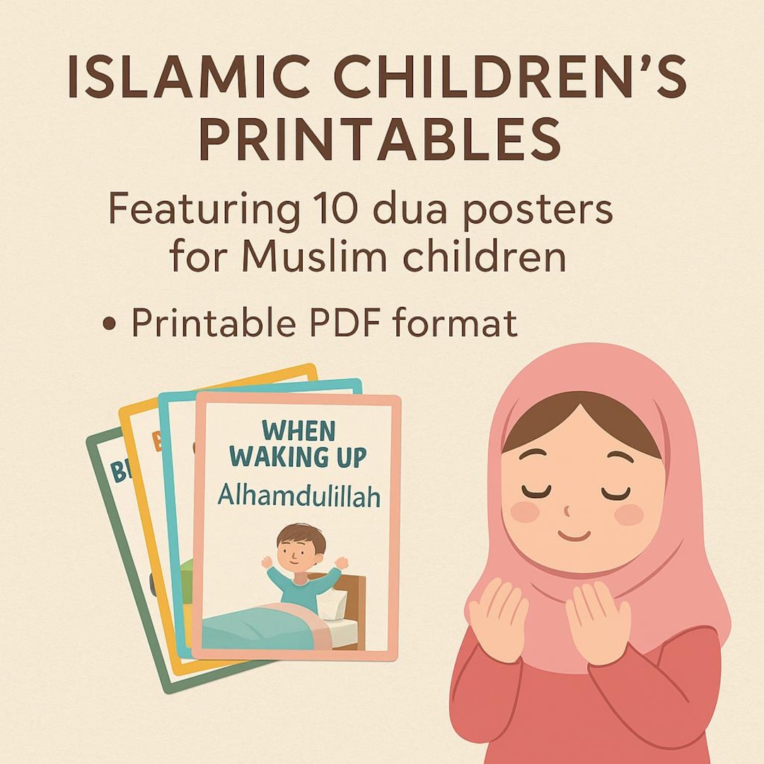 Islamic Dua Posters for Kids – Printable Set of 10 | Muslim Children’s ...
