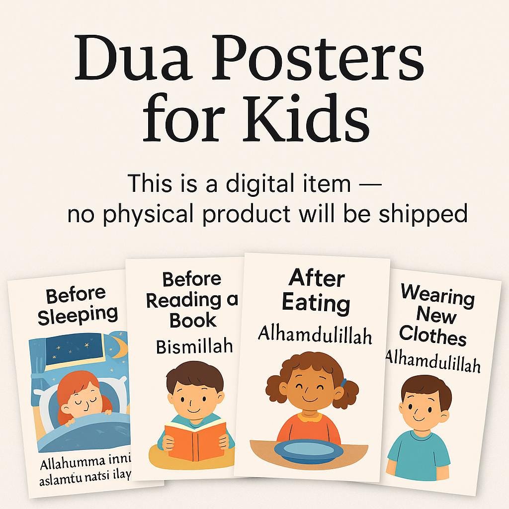 Islamic Dua Posters for Kids – Printable Set of 10 | Muslim Children’s ...