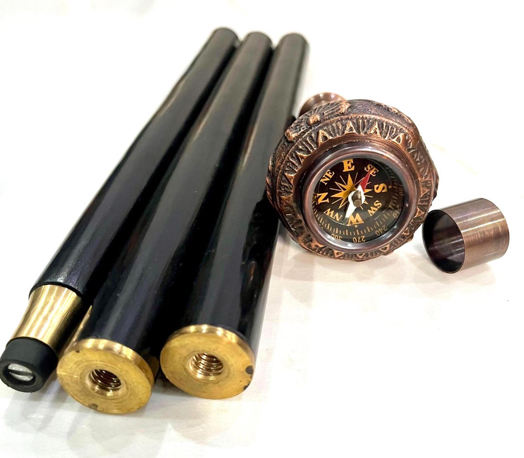 Stylish Solid Brassvictoria Compass Head Handle Victorian Wooden ...