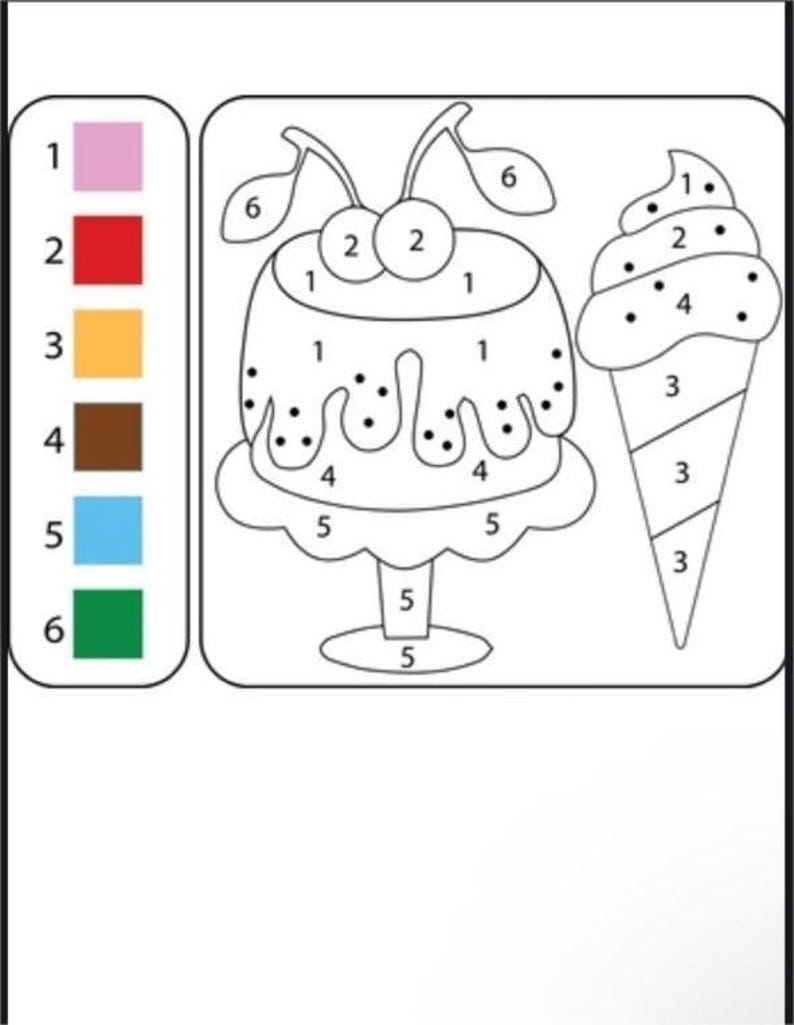 Numbered Ice Cream Coloring Page for Kids – Printable Activity Sheet - Etsy