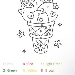Numbered Ice Cream Coloring Page for Kids – Printable Activity Sheet - Etsy