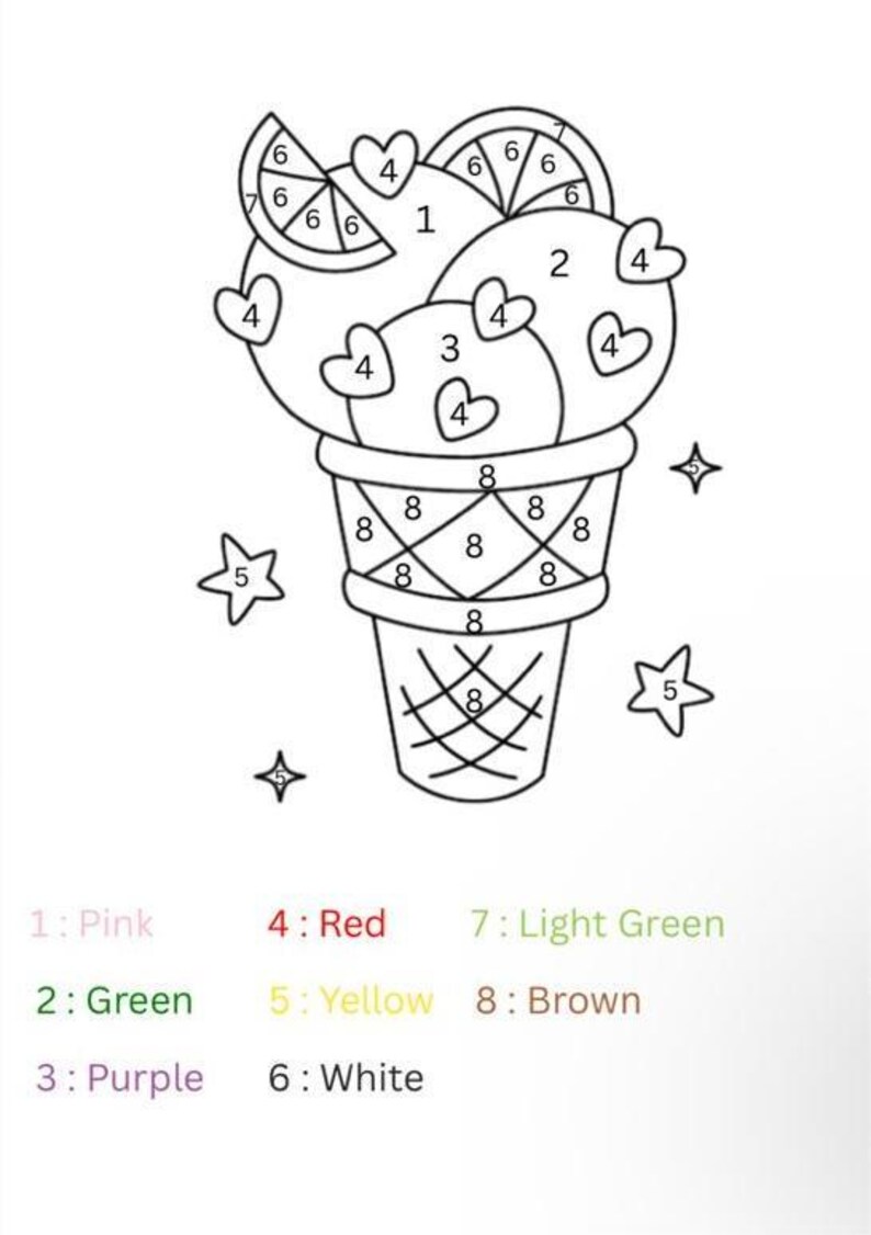 Numbered Ice Cream Coloring Page for Kids – Printable Activity Sheet - Etsy