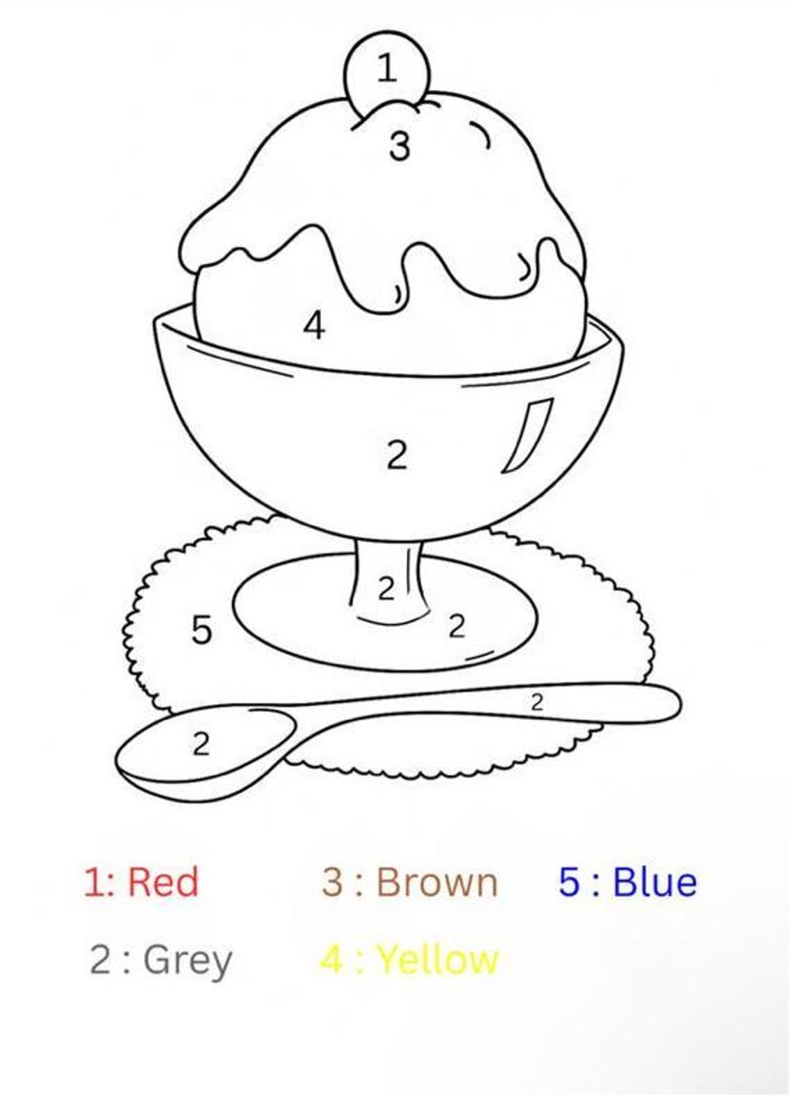 Numbered Ice Cream Coloring Page for Kids – Printable Activity Sheet - Etsy