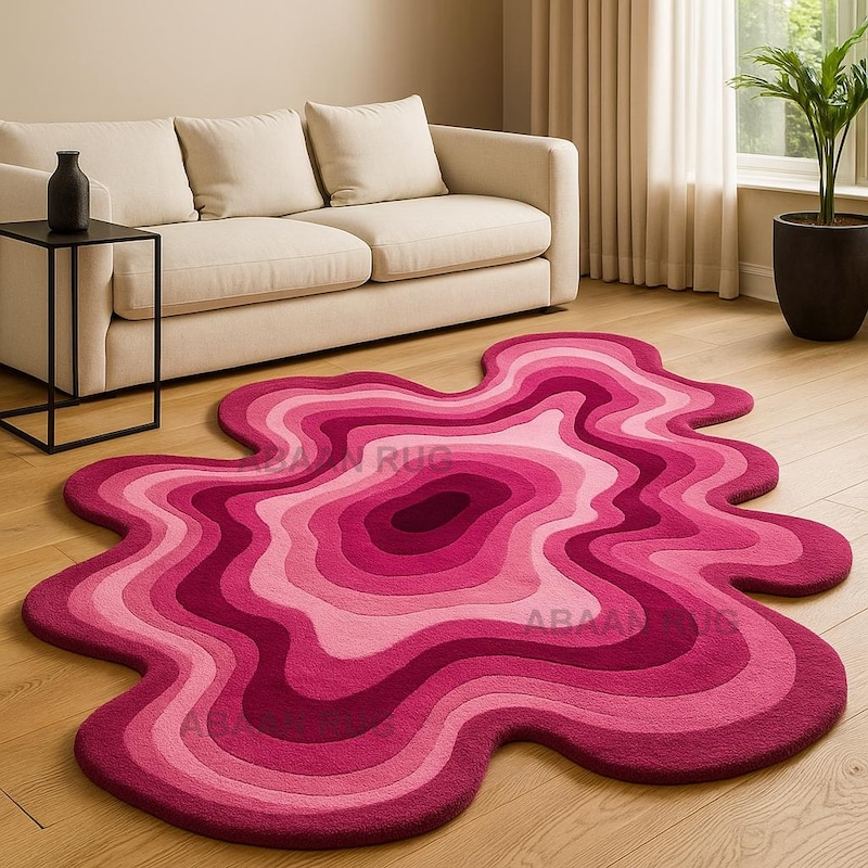 Pink Abstract Rug - Etsy