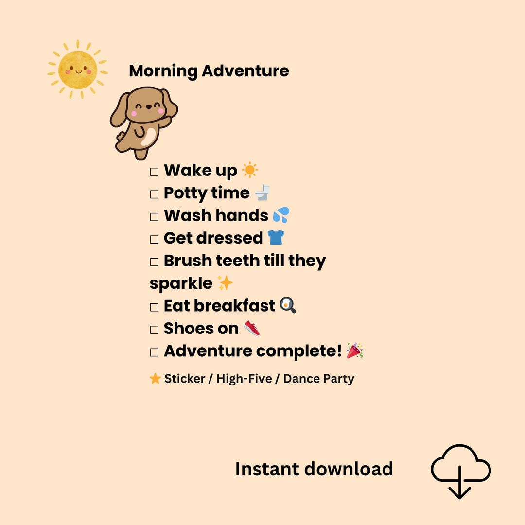 Toddler Morning Checklist Printable | Simple Morning Routine Chart PDF ...
