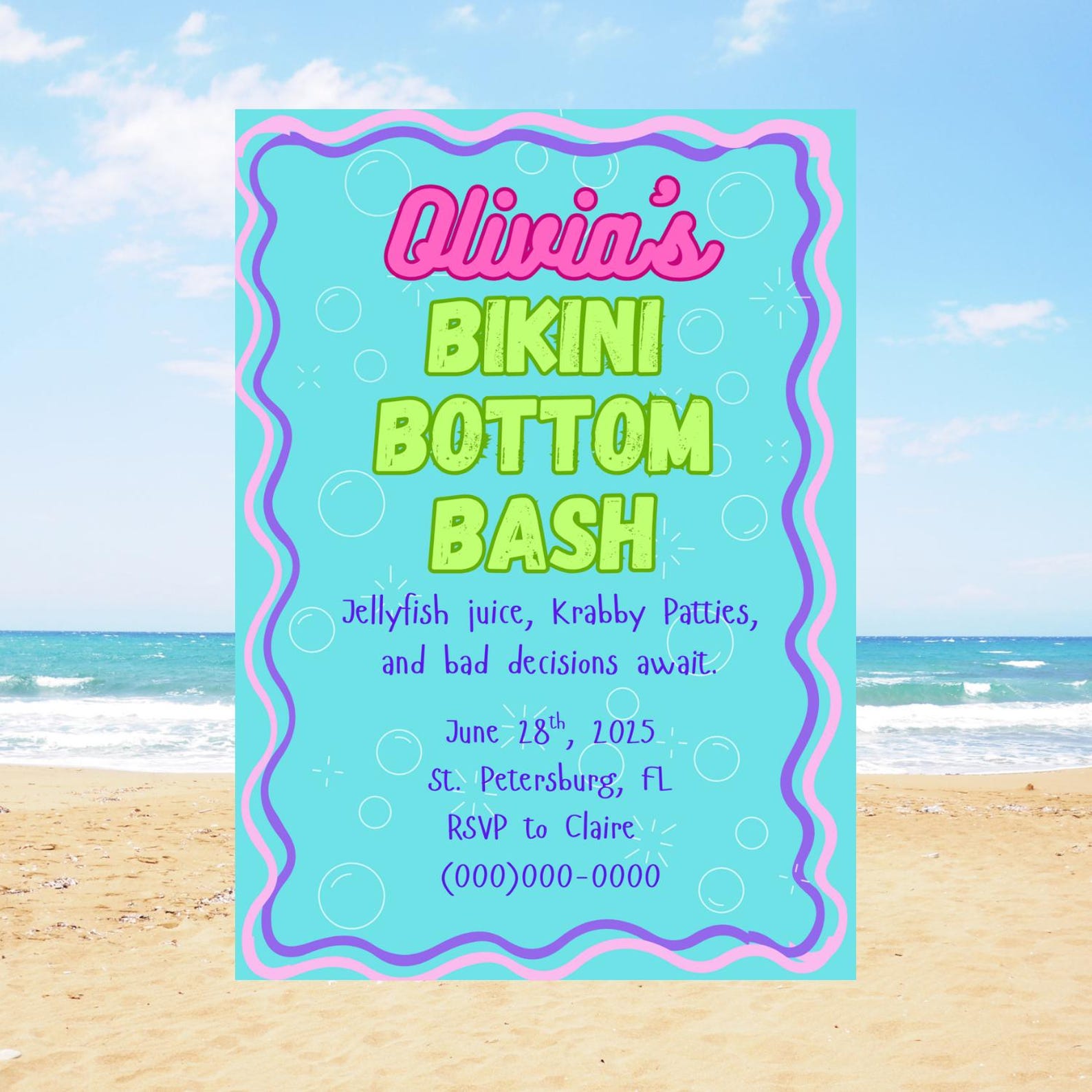 Bikini Bottom Bash Invite and Theme Ideas – Funny Bachelorette Party ...