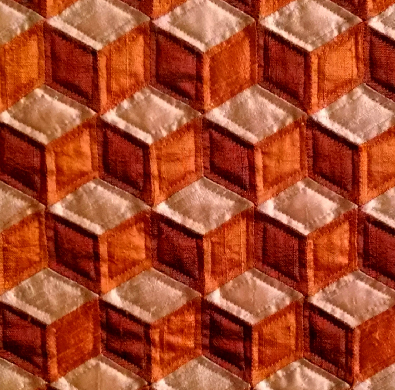 Handmade Silk Rust Tumbling Block Quilted Wall Hanging - Etsy