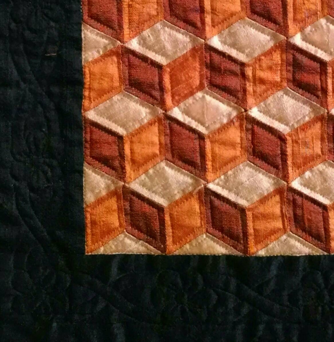 Handmade Silk Rust Tumbling Block Quilted Wall Hanging - Etsy