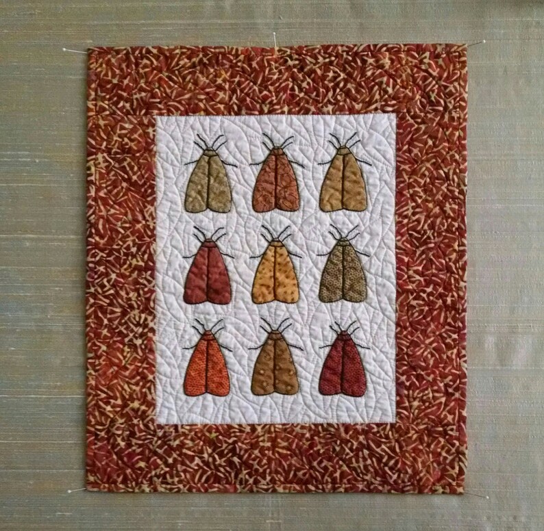 Hand Applique Miniature Moth Quilted Wall Hanging for Fall - Etsy