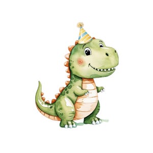 Dinosaur Birthday Clipart PNG: Watercolor Baby Dino With Balloons ...