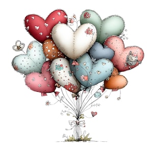 Hearts Valentine Day Clipart: Whimsical Graphics (digital Download - 23 ...