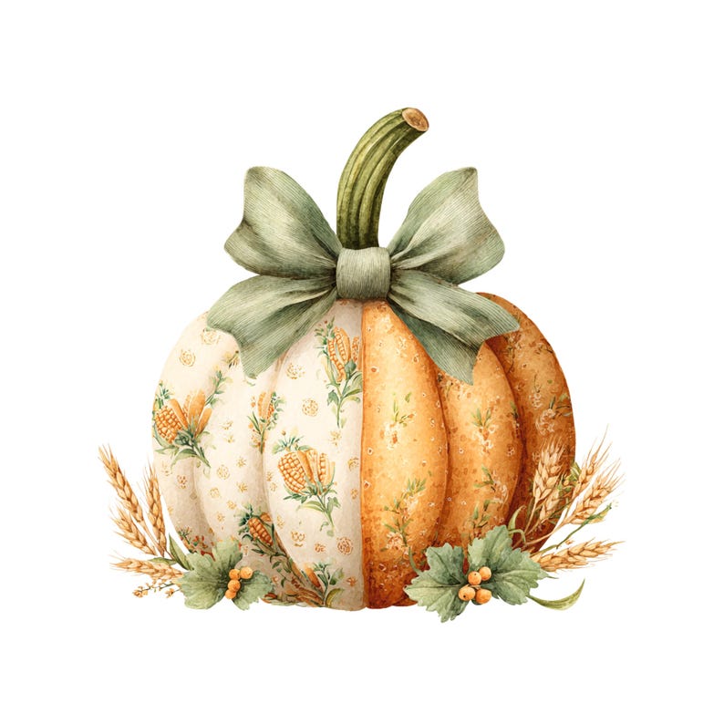 Watercolor Pumpkin Clipart Set: Fall Harvest PNG Images (digital ...