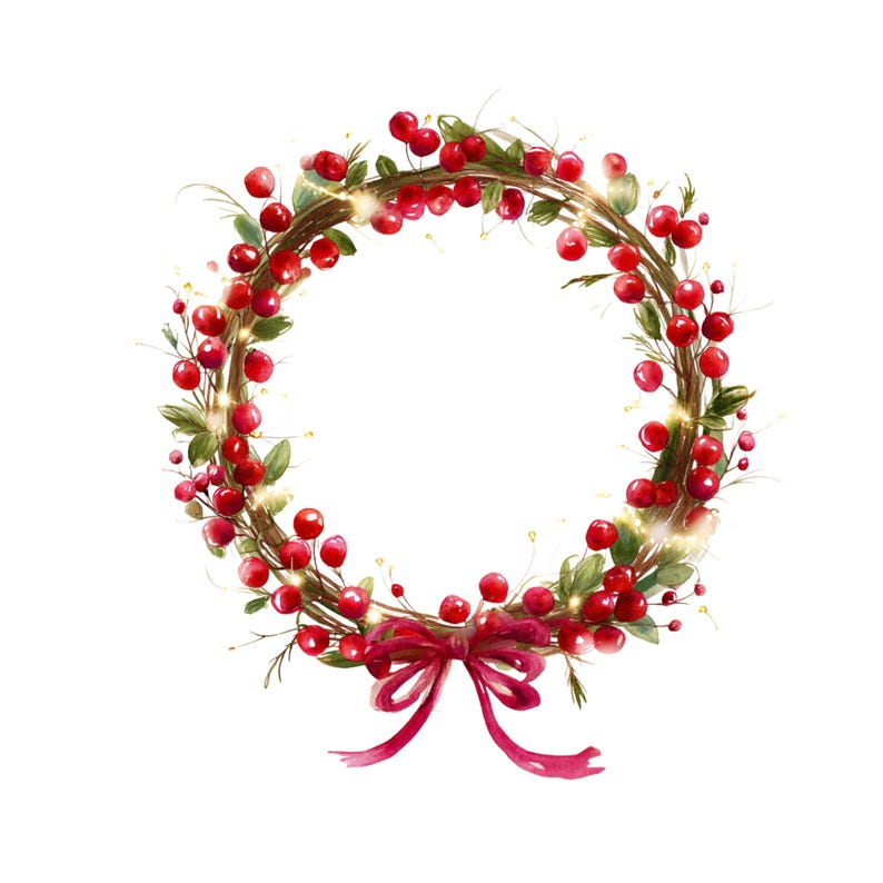 Christmas Winter Wreath Clipart: Festive Holiday Decorations, Decor ...