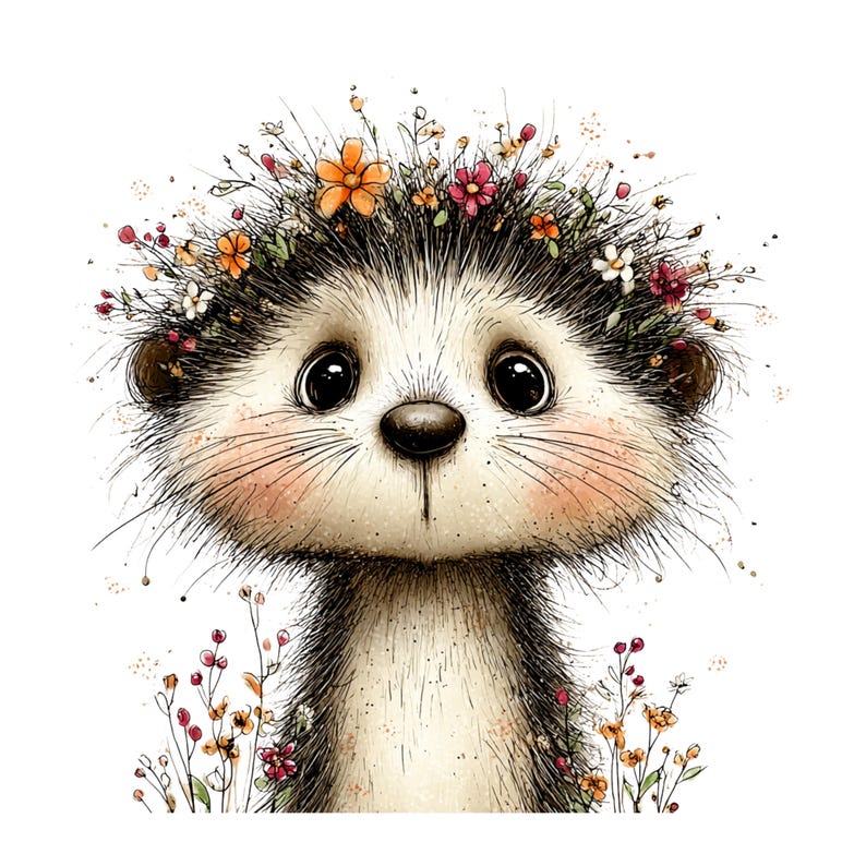 Whimsical Woodland Animals Floral Clipart: Nursery Graphics (digital ...