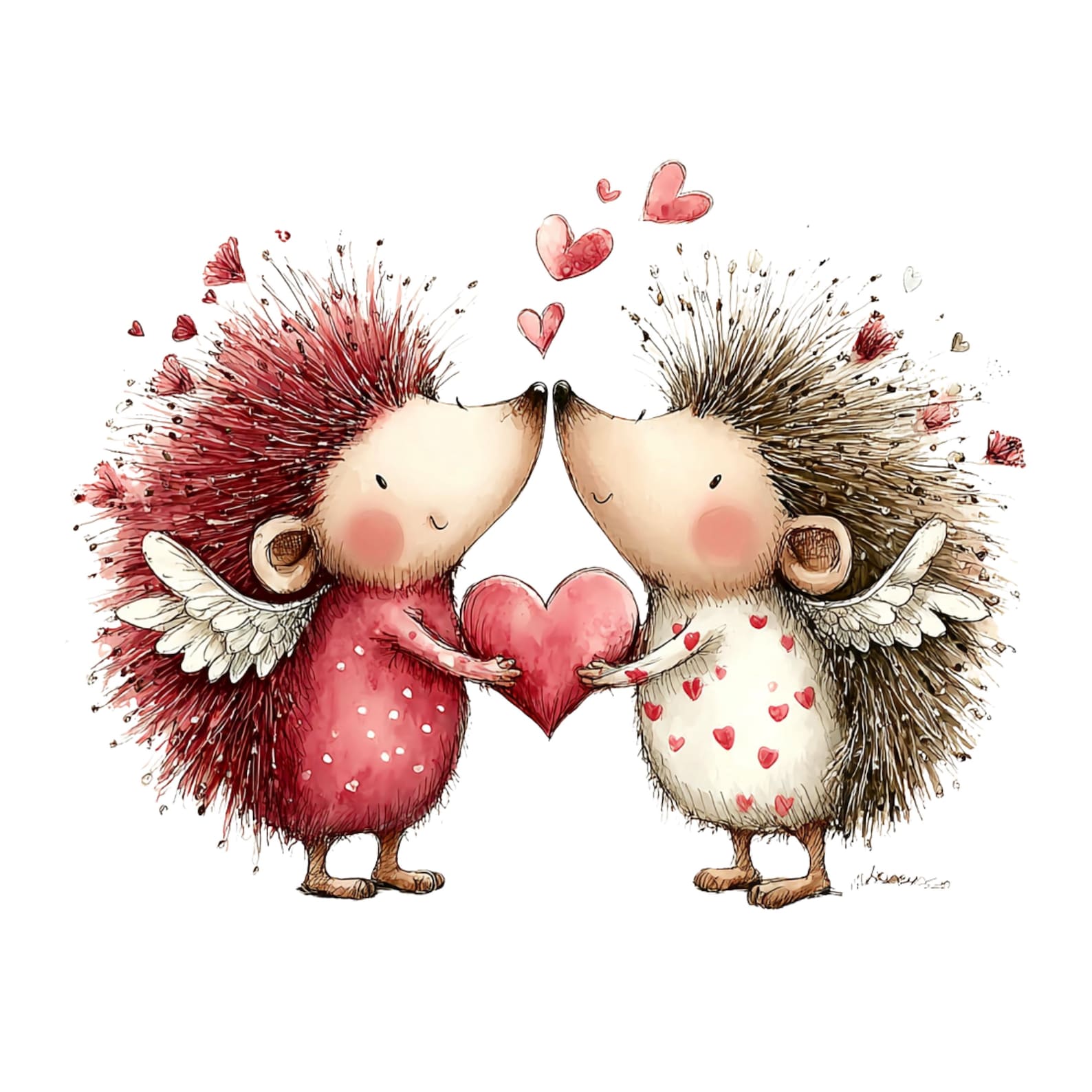 Valentine's Day Hedgehog Clipart: Whimsical Graphics (digital Download ...