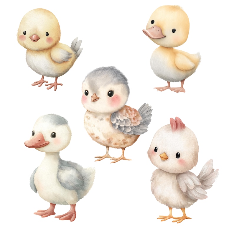 Watercolor Farm Animals Clipart: Nursery Art PNG Graphics (digital ...