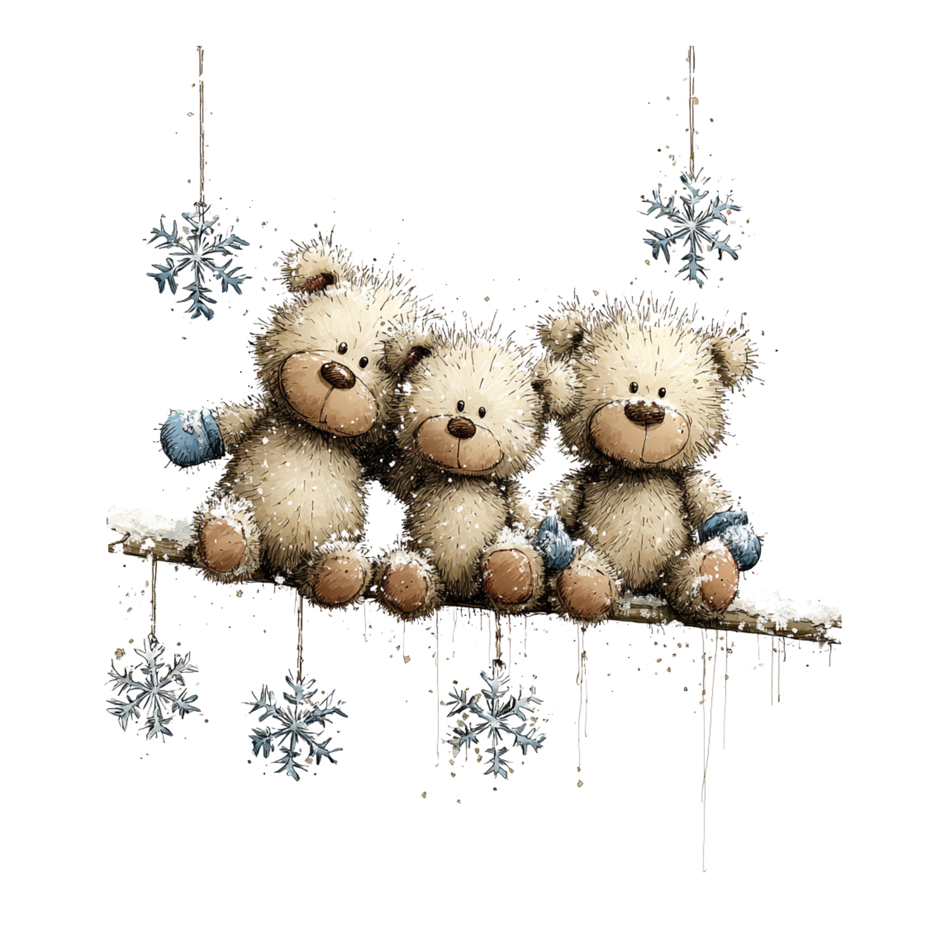 Teddy Bear Christmas Clipart: Cute Festive Holiday Graphics (digital ...