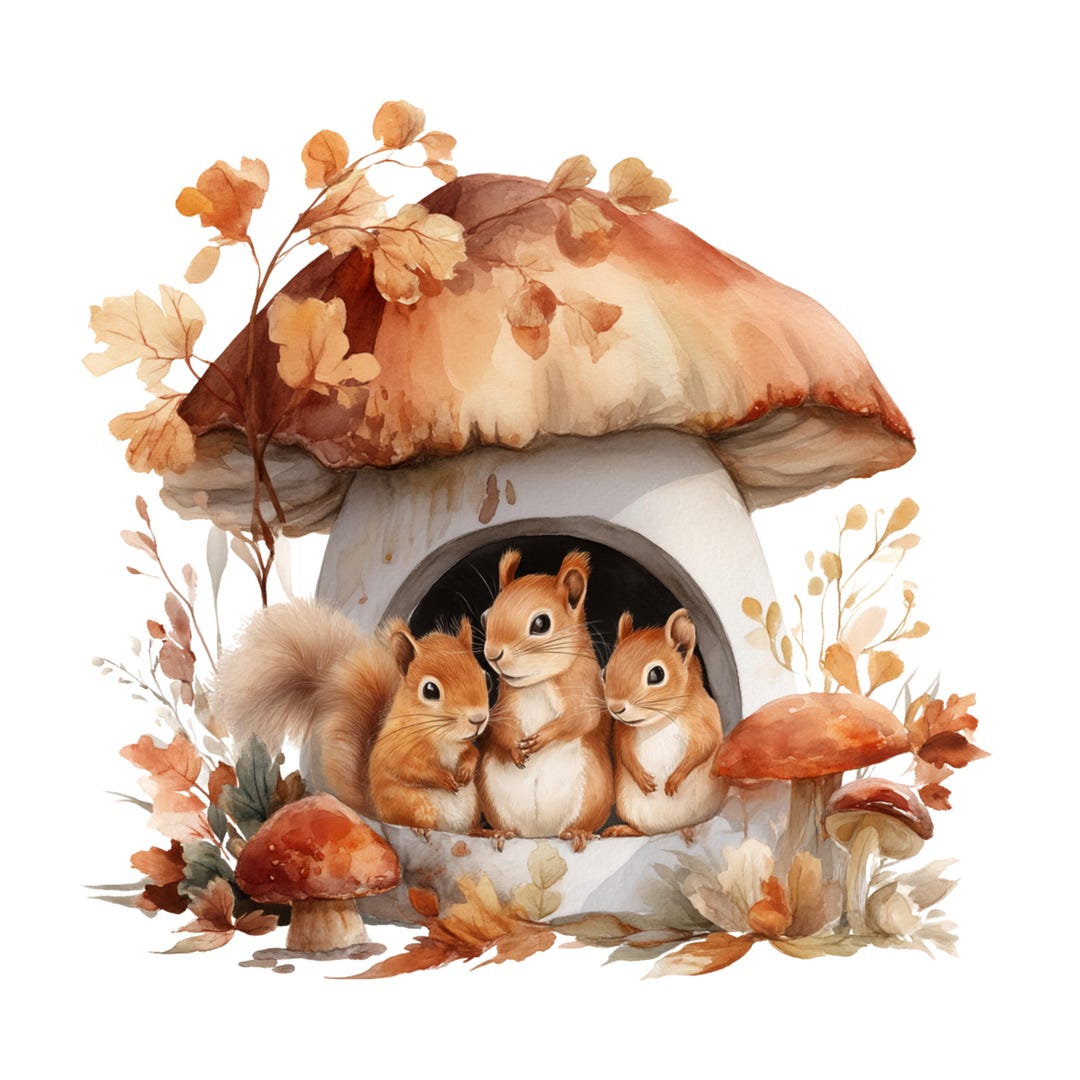 Watercolor Squirrel Fall Clipart: Autumn Pumpkin Graphics (digital ...