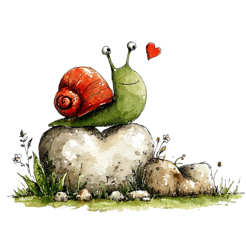 Valentine's Day Snail Love Clipart: Whimsical Graphics (digital ...