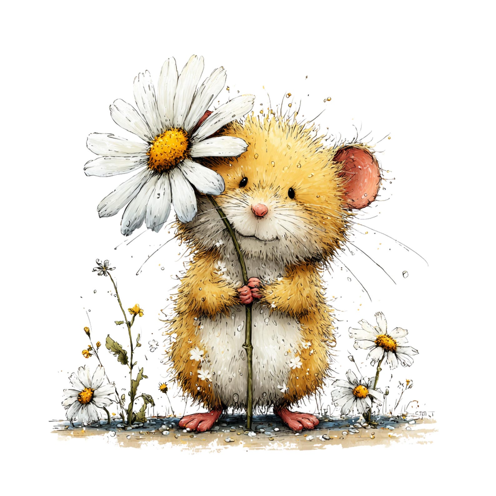 Cute Mouse Flowers Clipart: Mice Graphics (digital Download - 20 Pngs ...
