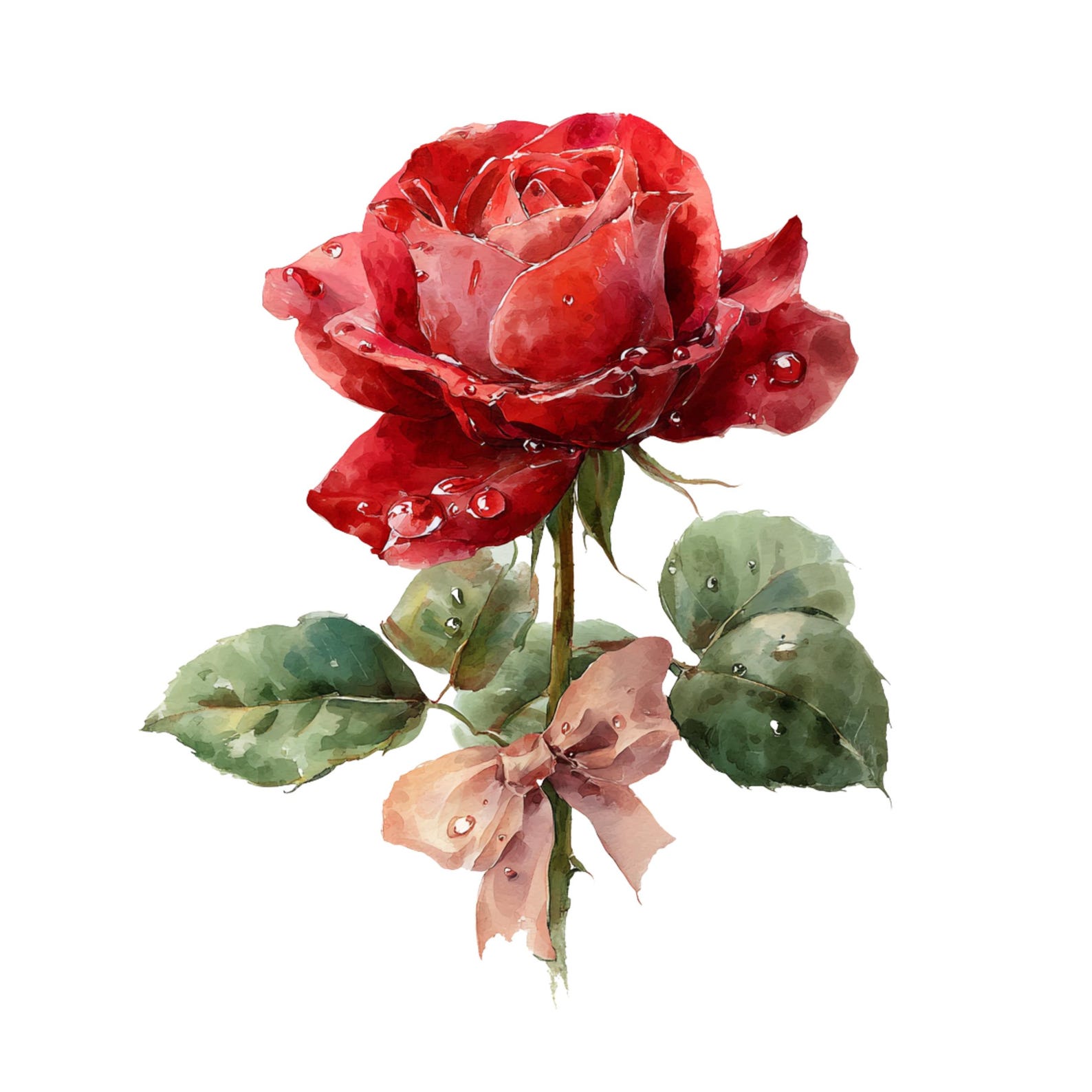 Watercolor Red Roses Bouquet Clipart: Romantic Floral PNG (digital ...