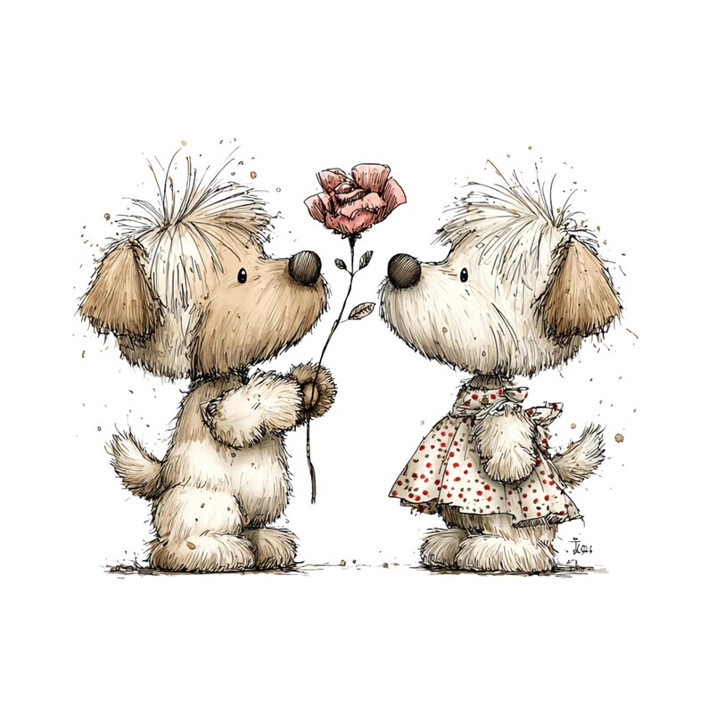 Whimsical Dogs Valentine's Day Clipart: Love Graphics (digital Download ...