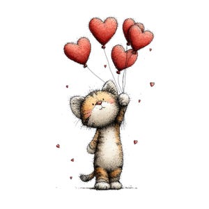 Animals Valentine's Day Clipart: Whimsical Heart Balloons Graphics ...
