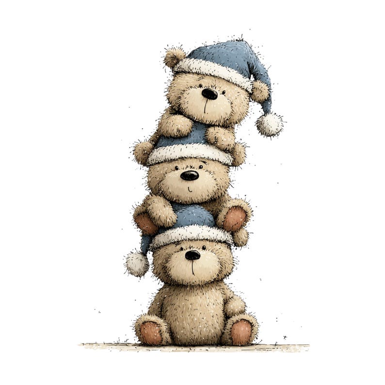 Teddy Bear Christmas Clipart: Cute Festive Holiday Graphics (digital ...