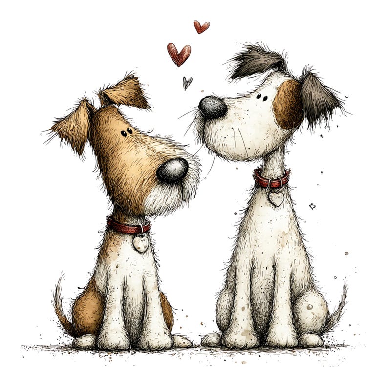 Whimsical Dogs Valentine's Day Clipart: Love Graphics (digital Download ...