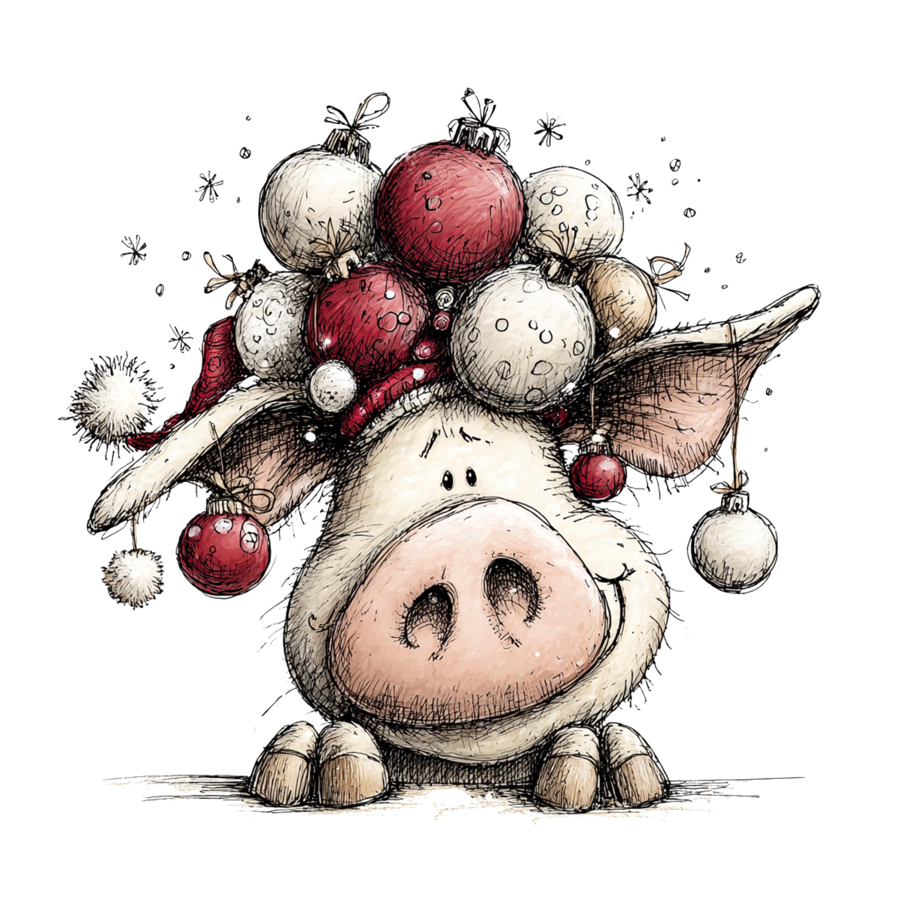 Cute Animals Christmas Clipart: Festive Holiday Graphics (digital ...