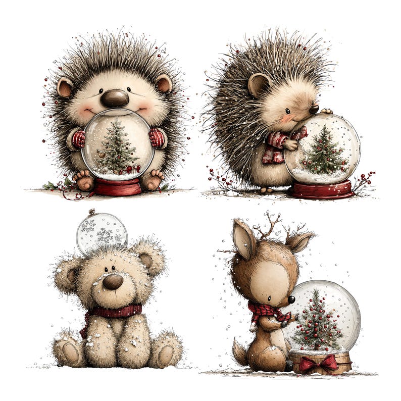 Christmas Woodland Animals Clipart: Festive Holiday Graphics (digital ...