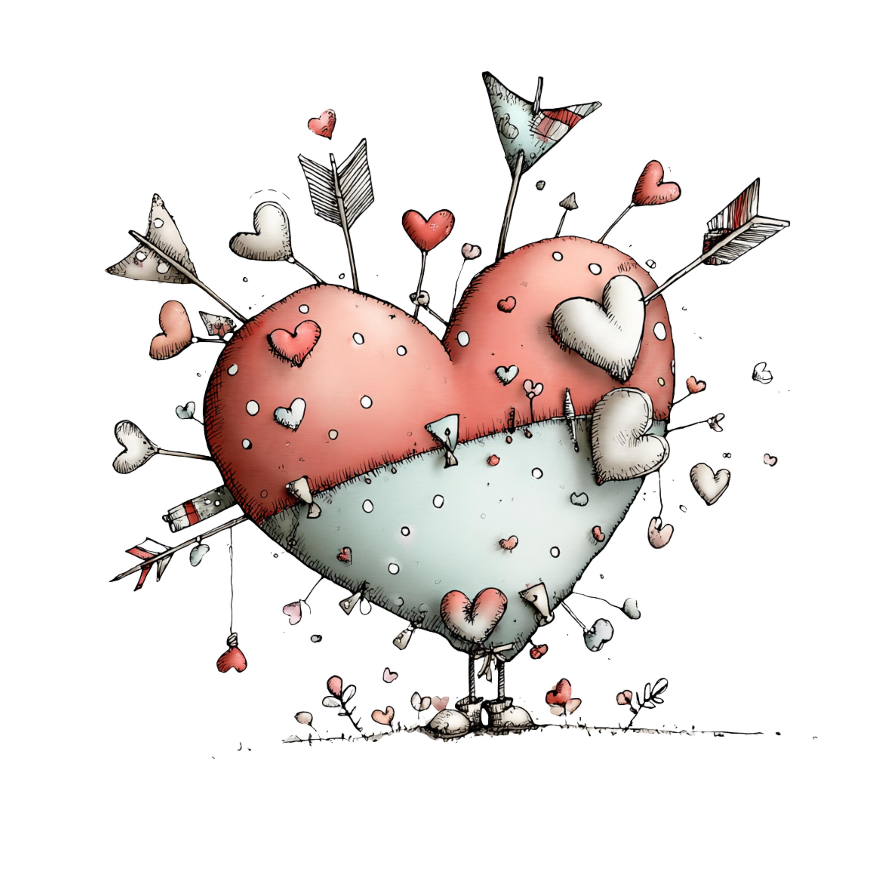 Hearts Valentine Day Clipart: Whimsical Graphics (digital Download - 23 ...
