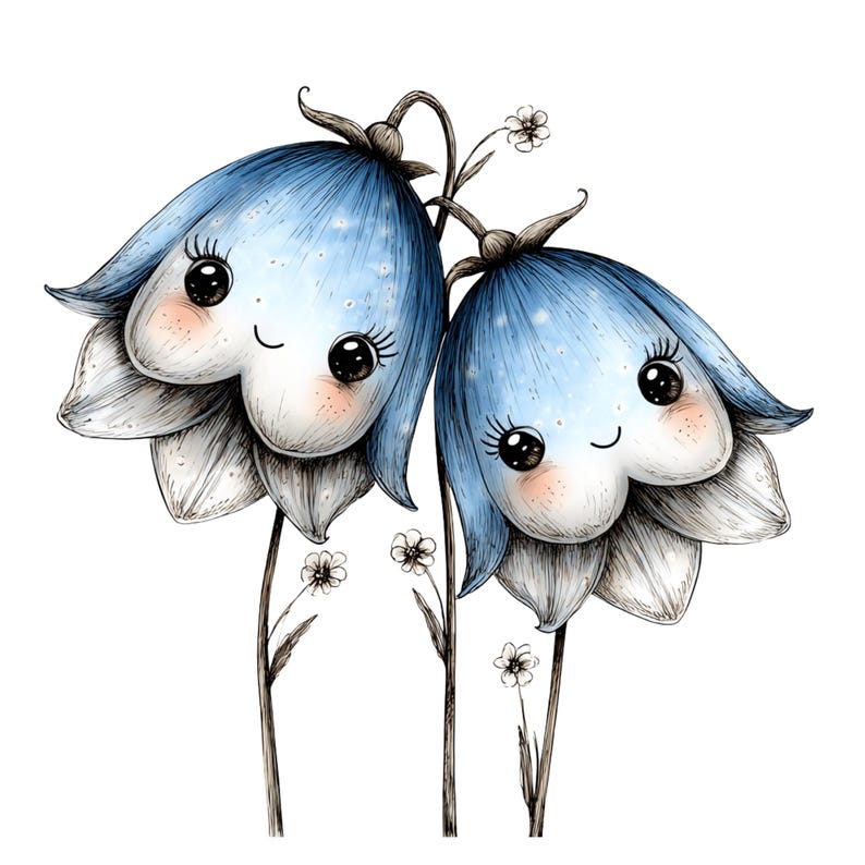 Quirky Flowers Funny Clipart: Cartoon Floral Graphics (digital Download ...