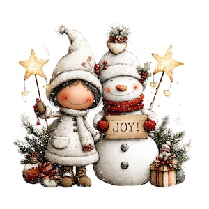 Christmas Joy Whimsical Clipart: Cute Winter Graphics (digital Download ...