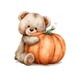 Fall Teddy Bears Clipart: Watercolor Teddy and Pumpkins Autumn Set ...